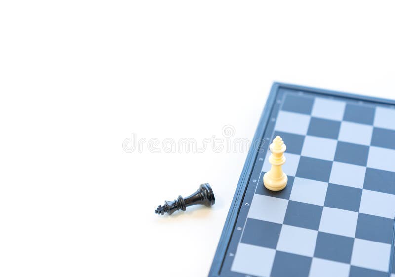 White Chess Stand on Stage and Black Chess Fall Off the Board Stock ...
