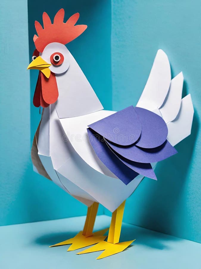 White Chicken with a Blank Paper Stock Illustration - Illustration of ...