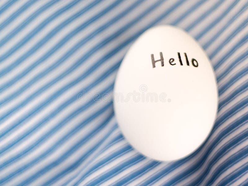 White Chicken Egg with Black Inscription Hello Stock Illustration ...