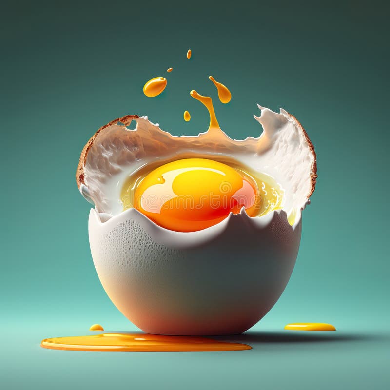 White Chicken Egg and Egg, Breakfast Egg. an Egg is Broken Stock ...