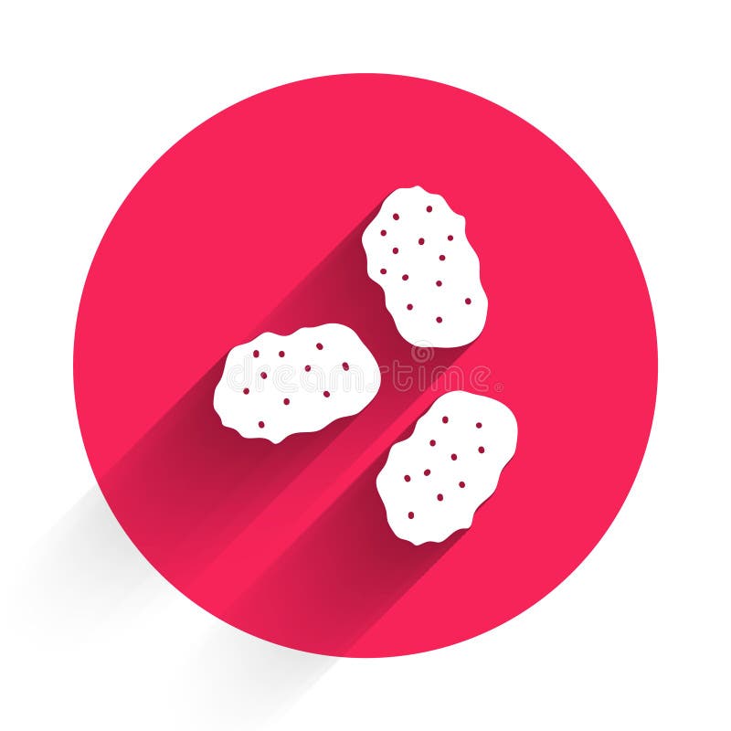 White Chicken Nuggets Icon Isolated with Long Shadow. Red Circle Button ...