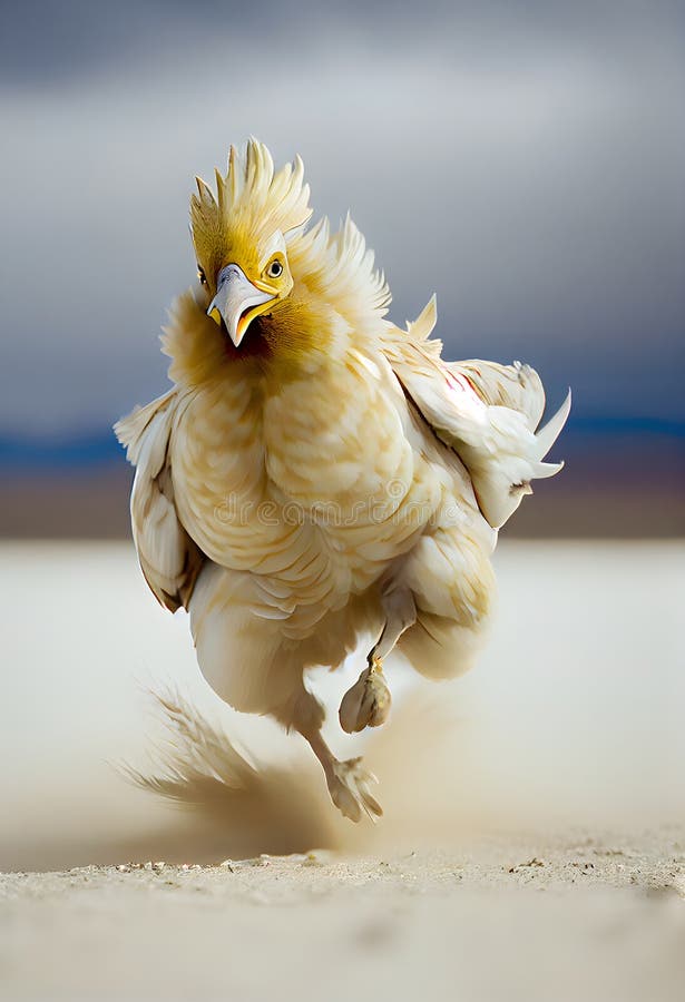 White Chicken Running in the Desert. AI Generative Stock Illustration ...