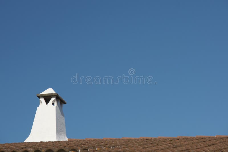 White Chimney with Blue Sky Stock Photo - Image of blue, rooftop: 5590450
