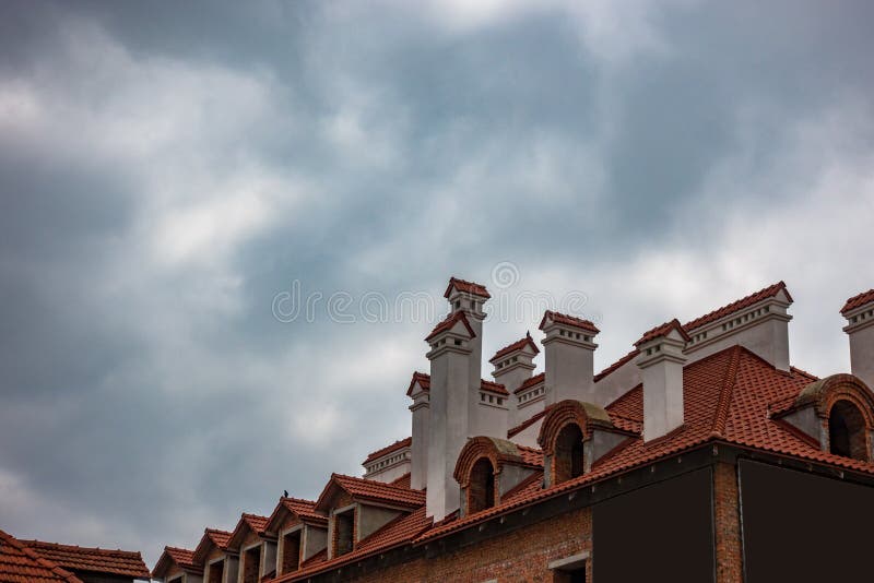 White Chimneys on the Roof of the House Stock Photo - Image of design ...