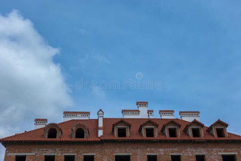 White Chimneys on the Roof of the House Stock Image - Image of living ...