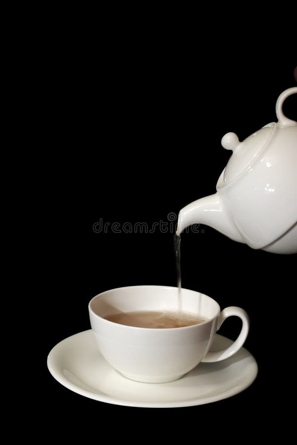 White china pot and cup stock image. Image of clock, pouring - 3130895