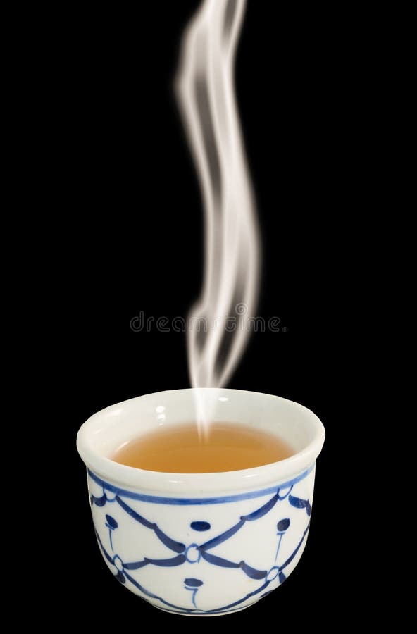 White Chinese Tea Cup on Black with Smoke Stock Photo - Image of ...