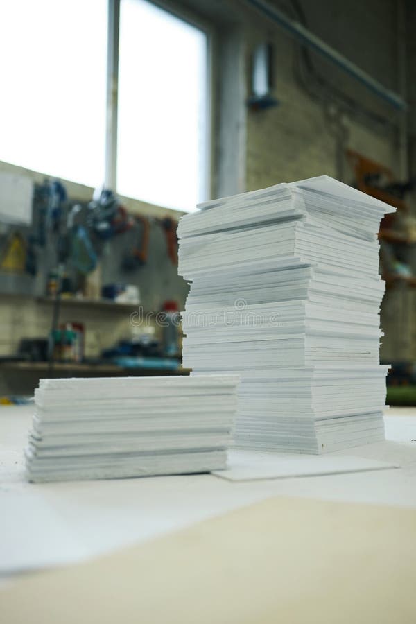 White Chipboard on Workplace in Workshop Stock Image - Image of ...