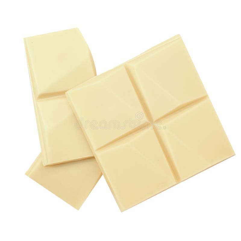 White Chocolate Bar Pieces Isolated on White Background. Flying Milk ...