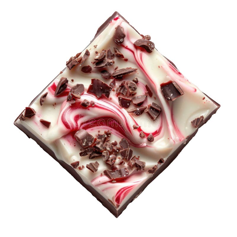 White Chocolate Bar with Red Swirls and Chocolate Pieces Stock Image ...