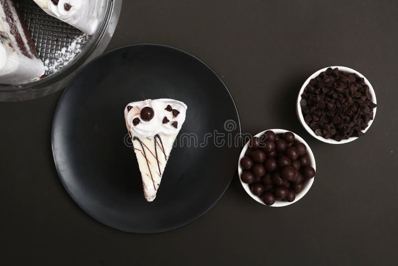 White Chocolate Cake and Chocolate Ball Topping Stock Image - Image of ...