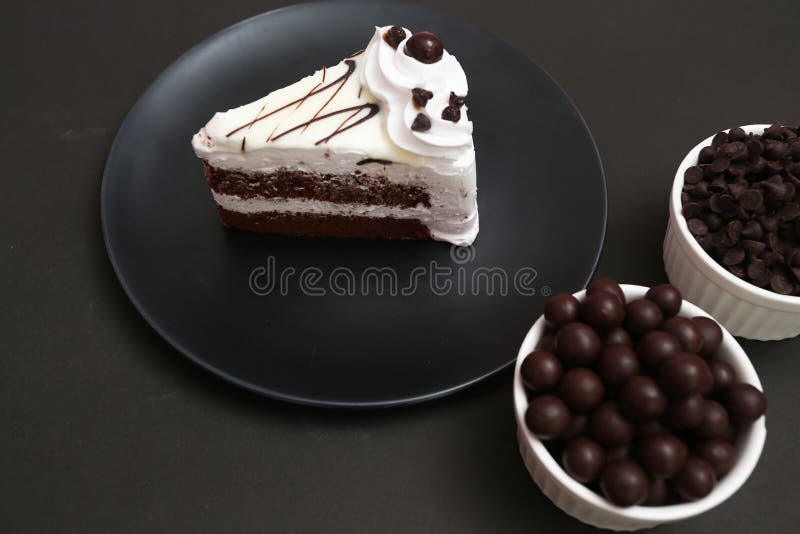 White Chocolate Cake and Chocolate Ball Topping Stock Photo - Image of ...