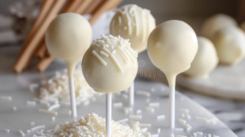 White chocolate cake pops stock image. Image of artistic - 321465097