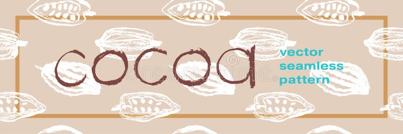 Brown Label for Cocoa Beans with Cacao Beans Pattern Seamless with ...