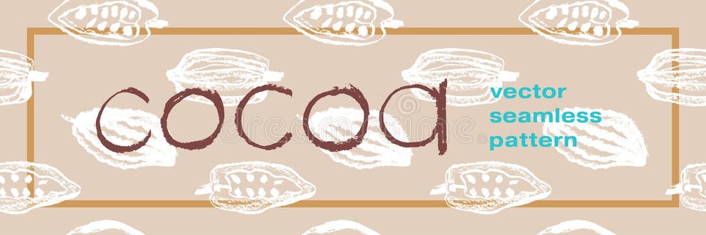Brown Label for Cocoa Beans with Cacao Beans Pattern Seamless with ...