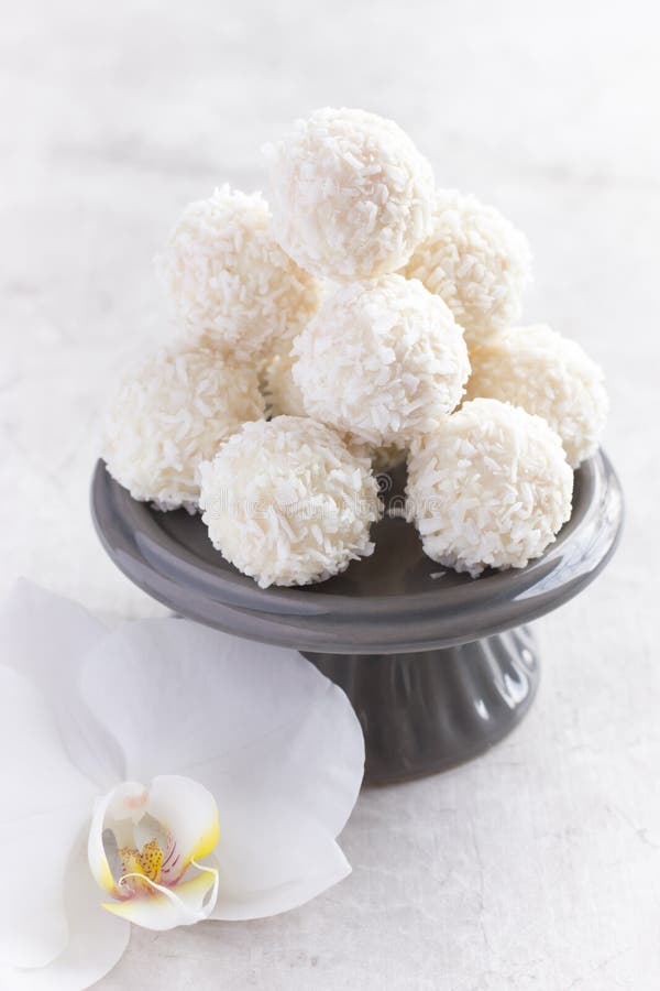 White Chocolate and Coconut Candy Balls Stock Photo - Image of white ...
