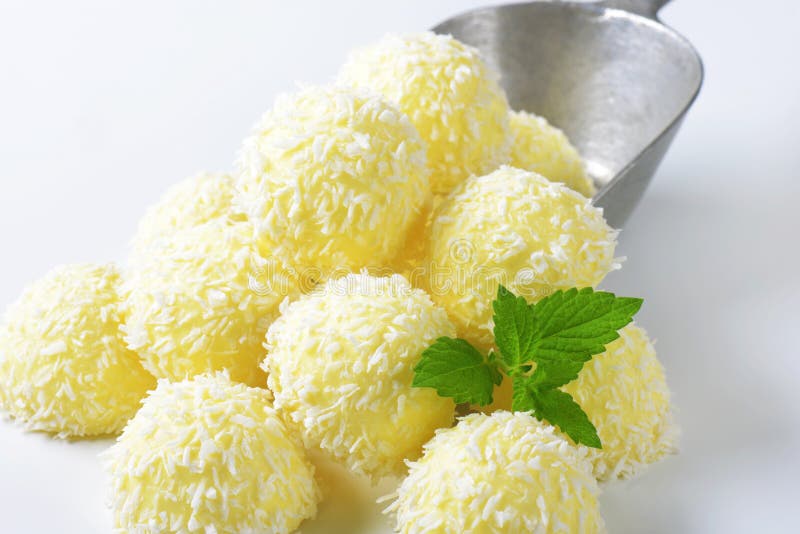 White Chocolate Coconut Truffles Stock Photo - Image of chocolate ...