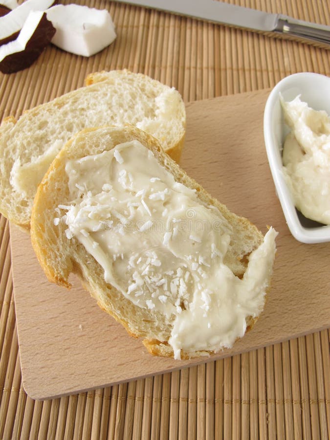 White Chocolate Cream with Coconut Stock Image - Image of cream, bread ...
