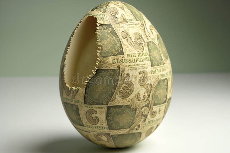 White Chocolate Easter Egg Covered with Money. Generative AI. Stock ...