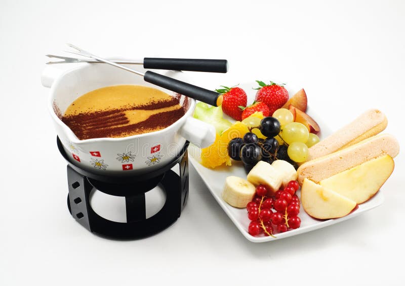 White Chocolate Fondue With Cinnamon Stock Image - Image of calorie ...