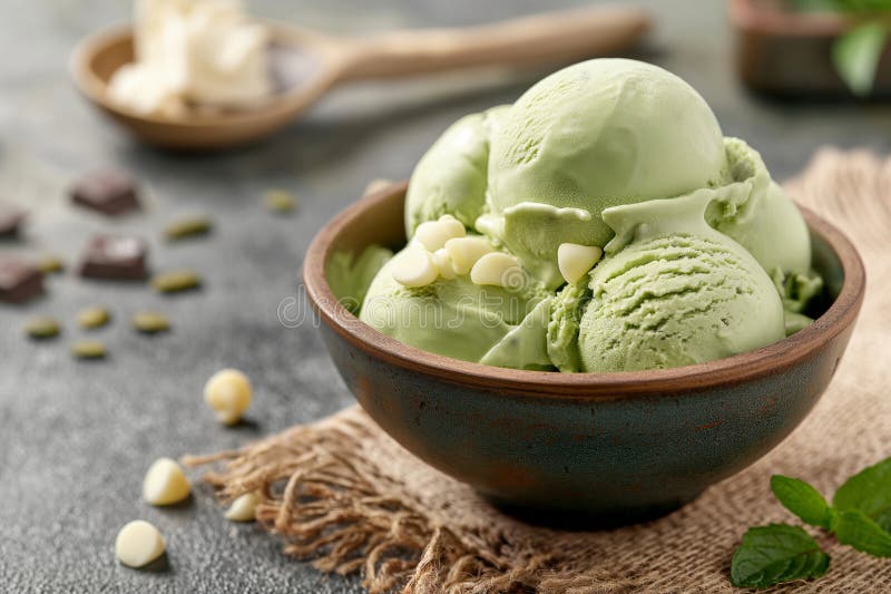 White Chocolate and Matcha Green Tea Ice Cream with White Chocolate ...