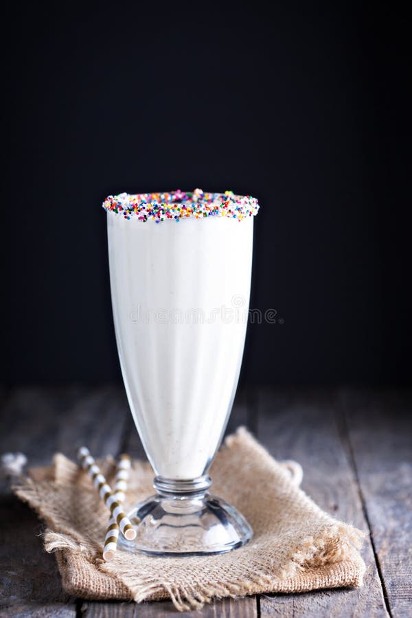 White Chocolate Milkshake in Tall Glass Stock Photo - Image of dairy ...