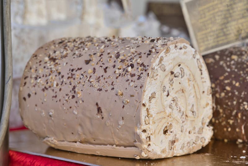 White Chocolate Nougat with Almonds Stock Photo - Image of ingredient ...