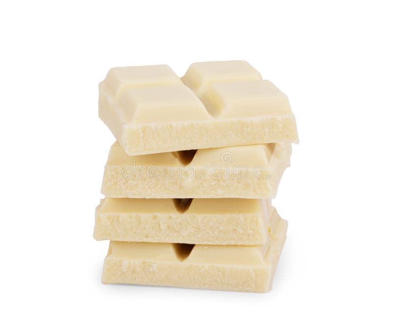 White Chocolate Pieces Isolated on White Background Stock Image - Image ...