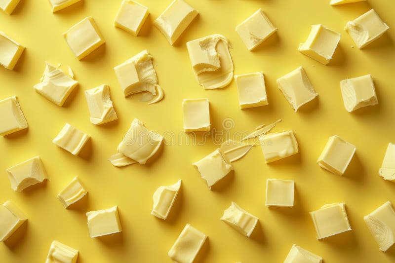 White Chocolate Pieces Lying on Bright Yellow Background Stock ...