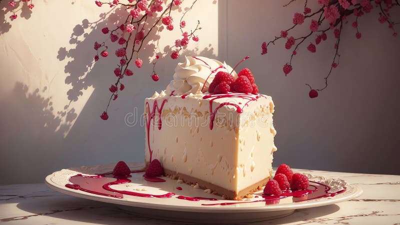 White Chocolate Raspberry Cheesecake Delight.AI Generated Stock ...