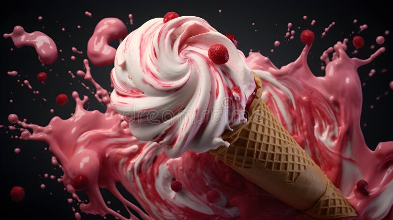 White Chocolate Raspberry Ripple Ice Cream Stock Illustration ...