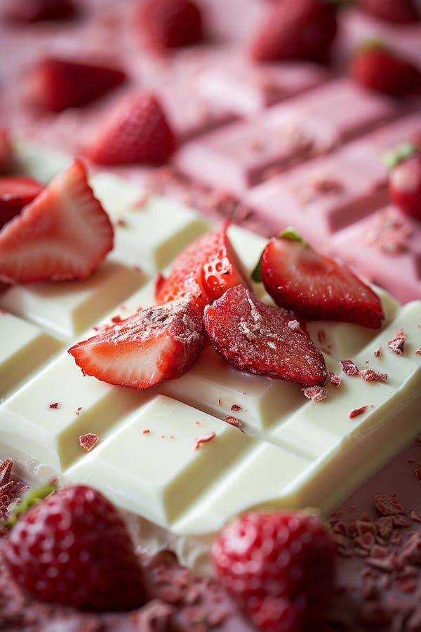 White Chocolate with Strawberries and Fresh Strawberries Stock Image ...