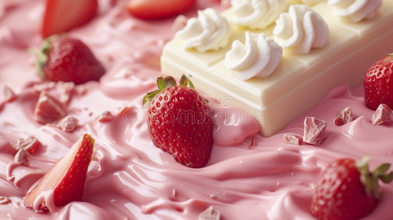 White Chocolate with Strawberries and Fresh Strawberries Stock Image ...