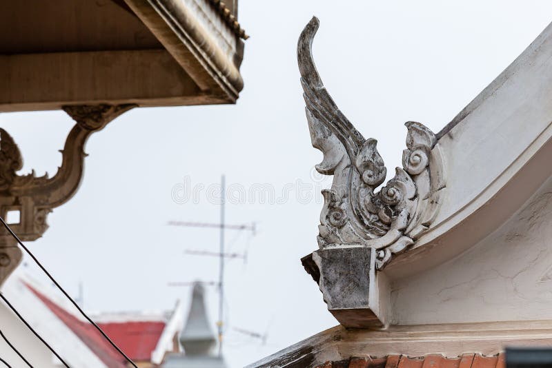 White Chofah of a Wat in Bangkok, Thailand, Asia Stock Image - Image of ...