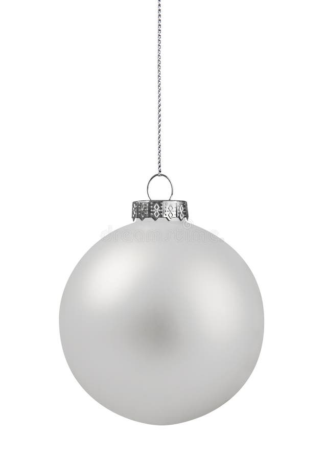White Christmas Ball Hanging on String, Isolated on White Stock Image ...