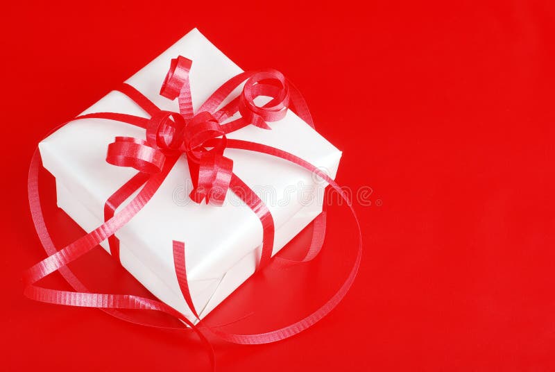 Present with Red Ribbon and Card. Stock Photo - Image of desire, small ...