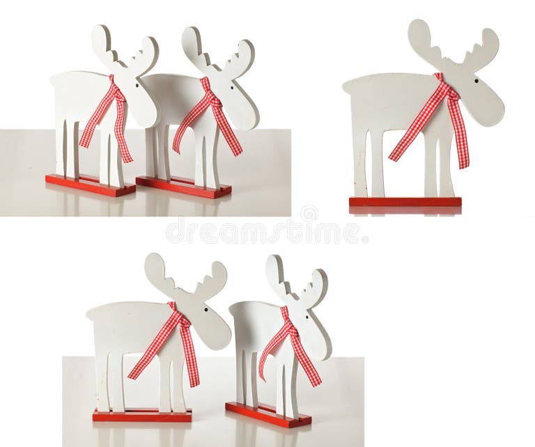 White Christmas Reindeer in Timber 2 Pcs Stock Image - Image of ...