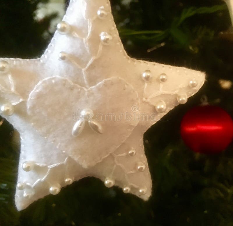 White Christmas Star stock photo. Image of tree, embroidered - 134420090