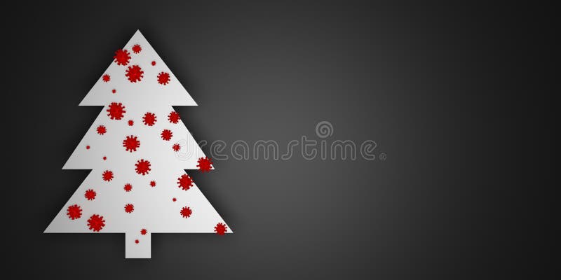 White Christmas Tree on Black Background. Tree is Covered with Molecule ...