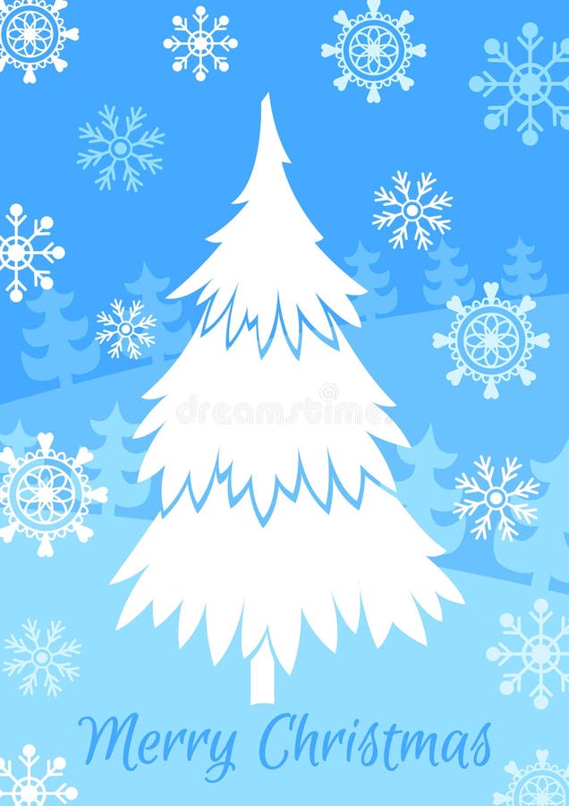 White Christmas Tree Vector Illustration. Stock Vector - Illustration ...
