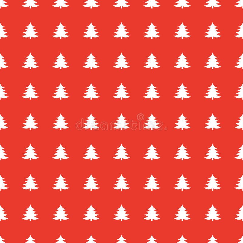 White Christmas Trees on Red Background Seamless Pattern Stock Vector ...