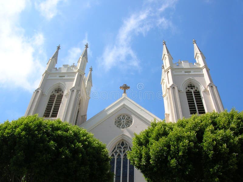 White Church stock image. Image of white, church, green - 13093533