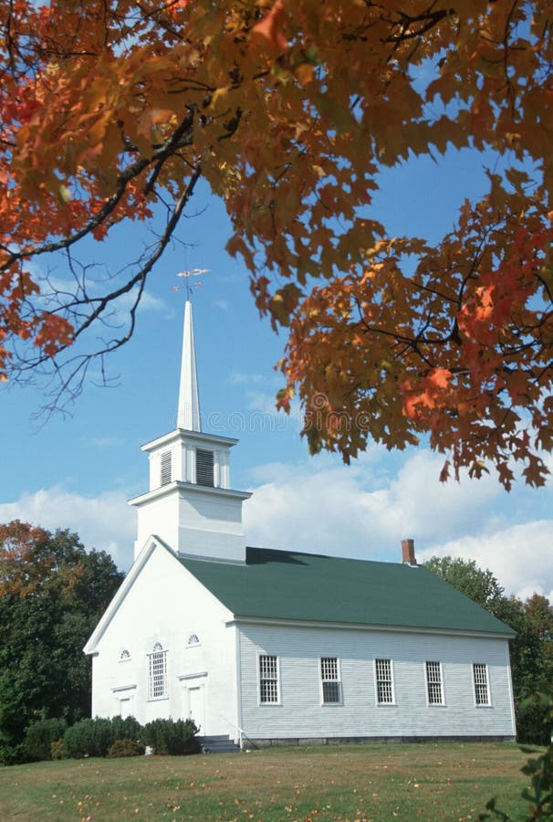 Fall Foliage Behind a Rural Vermont Church Stock Photo - Image of ...