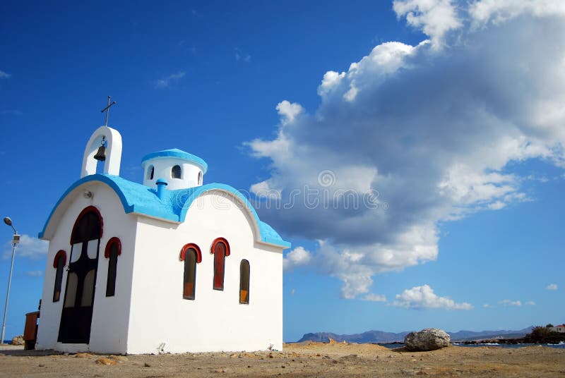 White church on crete stock image. Image of platanias - 11757747
