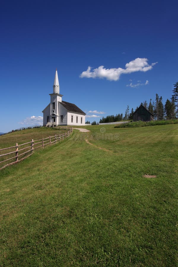 Little White Church on a Hill Stock Photo - Image of religious, white ...