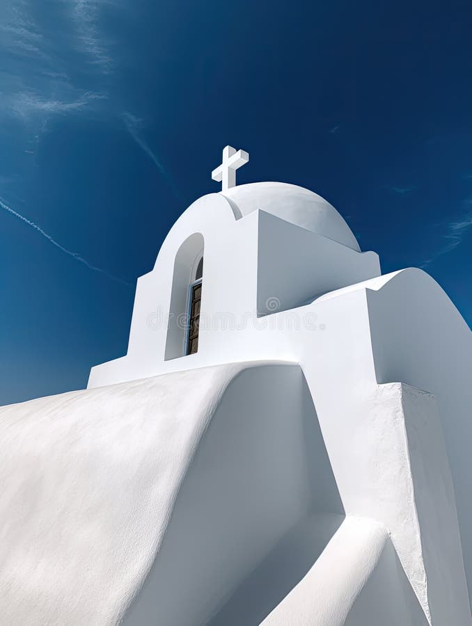 White Church on the Mountainside of a Greek Island - AI Generated Stock ...