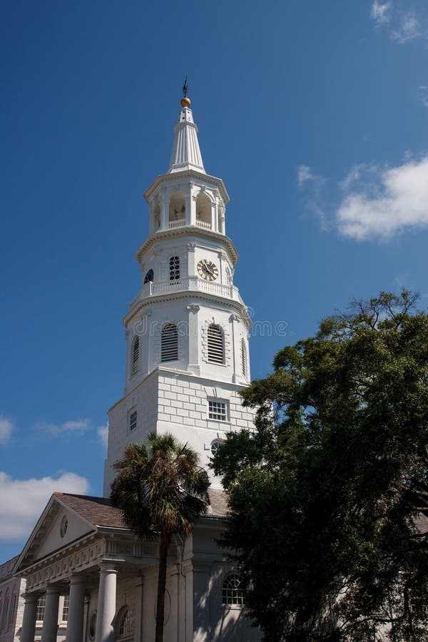 White Church by Palm Trees stock photo. Image of christian - 29462464