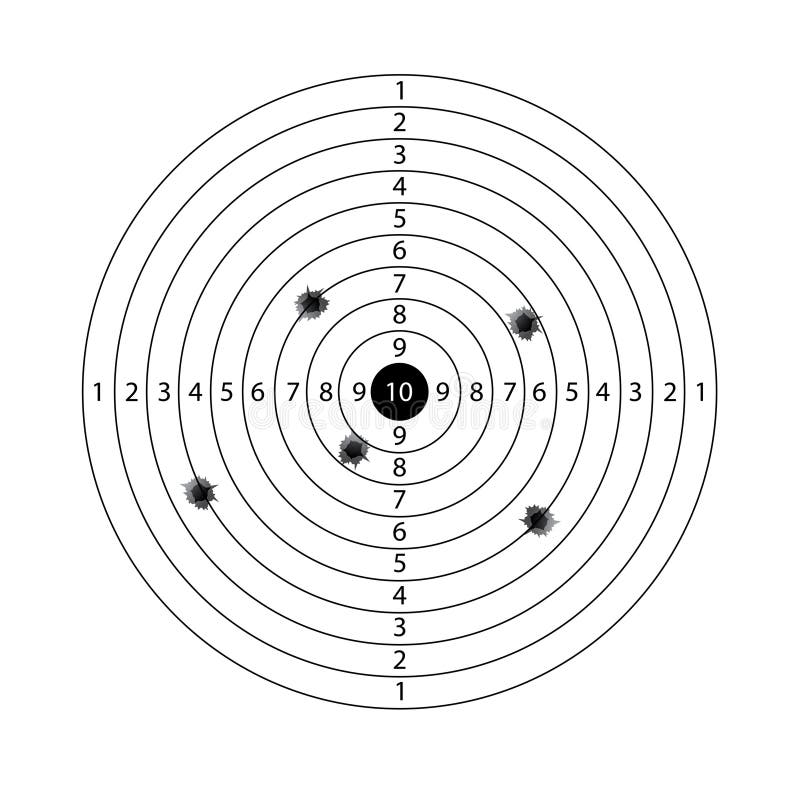 Circle Target with Shot Holes Stock Vector - Illustration of ...