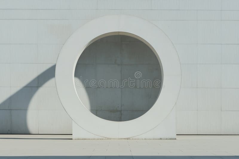 A White Circle of Concrete Against the Wall of a Building. Stock ...