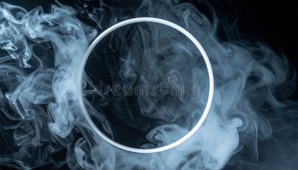 White Circle Frame in Blue Smoke Abstract Background Stock Illustration ...